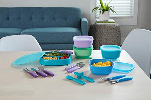 NUK Suction Plates and Lid, Assorted Colors, 2 Pack, 6+ Months, Blue & Green