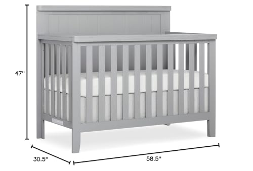 Dream on Me Red Wood 4-in-1 Convertible Crib in Pebble Grey, Greenguard Gold Certified, JPMA Certified, 3 Mattress Height Settings, Built of New Zealand Pinewood