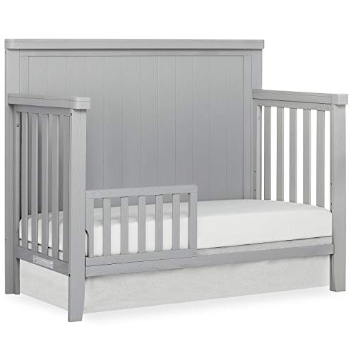 Dream on Me Red Wood 4-in-1 Convertible Crib in Pebble Grey, Greenguard Gold Certified, JPMA Certified, 3 Mattress Height Settings, Built of New Zealand Pinewood