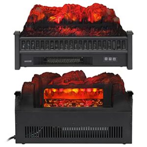 ROVSUN 23” Electric Fireplace Insert Log Set Heater w/Remote Control, Overheat Protection, Realistic Flame Effect Ember Bed, Adjustable Flame Brightness, CSA Certified, for Living Room Bedroom, 1400W