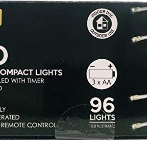 LED Twinkle Compact Lights 10.8Ft Warm White w Clear Strand Battery Operated 8 Function Remote Control