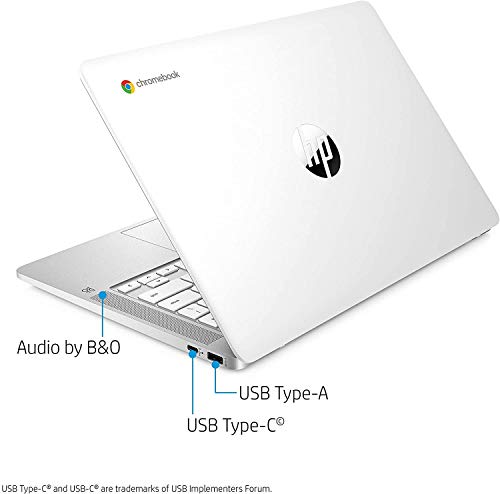 HP Chromebook 14" HD Thin and Light Laptop, Intel Celeron N4000 Dual-Core Processor, 4GB RAM, 32GB eMMC, Backlit Keyboard, WiFi, Up to 13 hrs Battery Life, Chrome OS, Ceramic White