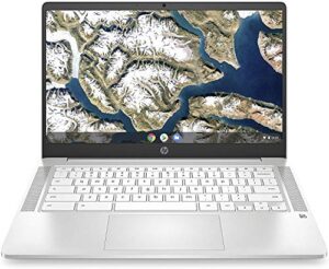 hp chromebook 14" hd thin and light laptop, intel celeron n4000 dual-core processor, 4gb ram, 32gb emmc, backlit keyboard, wifi, up to 13 hrs battery life, chrome os, ceramic white