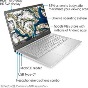 HP Chromebook 14" HD Thin and Light Laptop, Intel Celeron N4000 Dual-Core Processor, 4GB RAM, 32GB eMMC, Backlit Keyboard, WiFi, Up to 13 hrs Battery Life, Chrome OS, Ceramic White