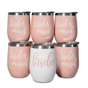 tumbly bridesmaid proposal gifts - bride and bridesmaid 6 pack -12oz - bridesmaid gifts - bridesmaid gifts sets of 6 - bridesmaids gifts set - bridal party gifts - bachelorette party cups