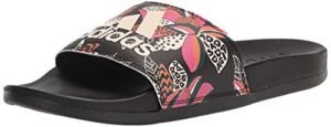 adidas women's adilette comfort slides sandal, core black/wonder white/core black, 6