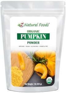 z natural foods organic pumpkin powder - make delicious pumpkin spice lattes coffee - plant based superfood supplement for cooking baking recipes - raw, vegan, non gmo, gluten free, kosher - 1 lb size