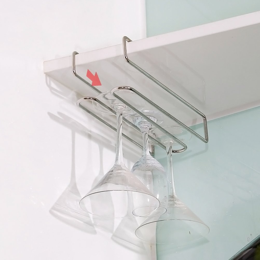 DOITOOL Wall Mounted Stemware Rack, Glass Hanger, 15 in L x 10 in W x 6 in H, Silver