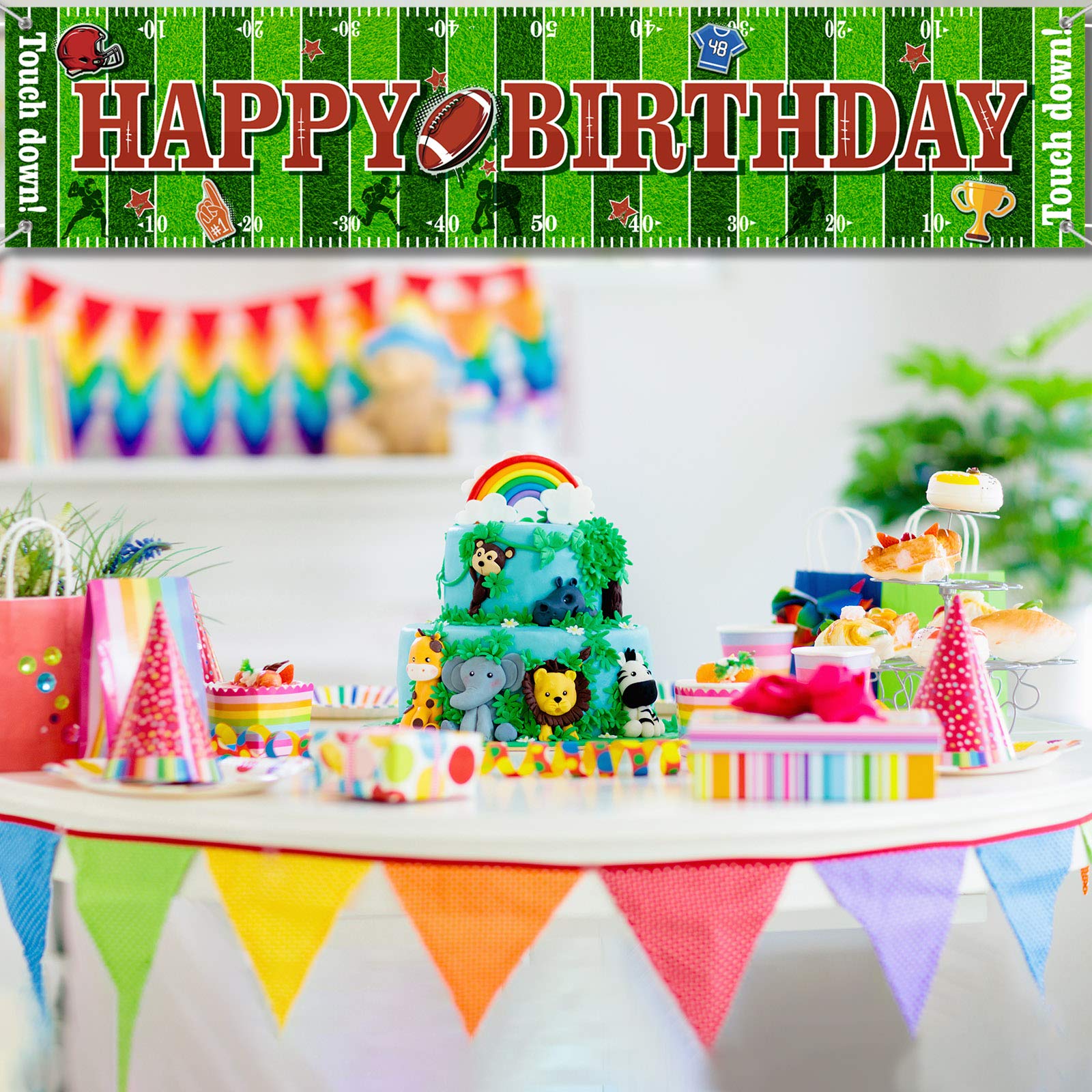 Football Birthday Party Decorations Birthday Sports Themed Backdrop Banner Supplies Super Football Game Fan Supplies Game Sports Fan Birthday Party Supplies Boy Favors (70.8 x 15.7 Inch)