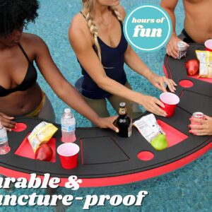 Polar Whale Giant Red and Black Floating Bar Table Tray Bartender Drink Holder for Pool or Beach Party Float Lounge Refreshment Durable UV Resistant Foam 15 Compartment with Cup Holders 5 Feet Long