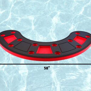 Polar Whale Giant Red and Black Floating Bar Table Tray Bartender Drink Holder for Pool or Beach Party Float Lounge Refreshment Durable UV Resistant Foam 15 Compartment with Cup Holders 5 Feet Long