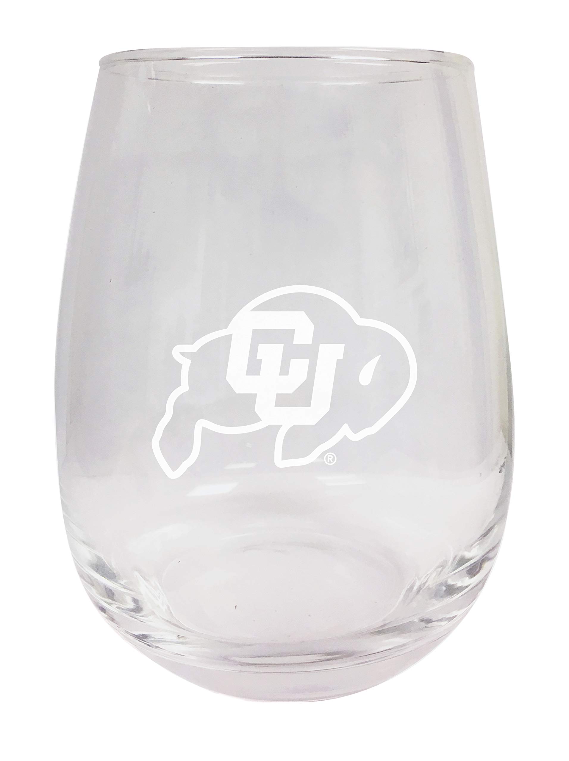 R and R Imports Colorado Buffaloes Etched Stemless Wine Glass 15 oz 2-Pack Officially Licensed Collegiate Product