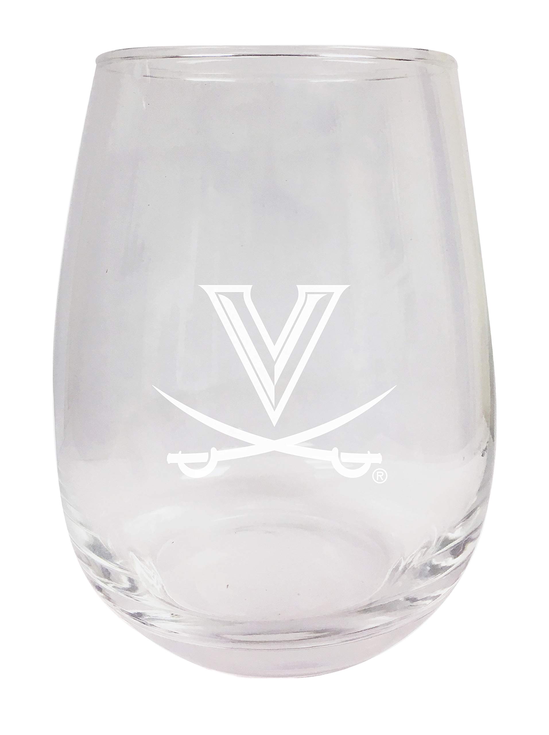 R and R Imports Virginia Cavaliers Etched Stemless Wine Glass 15 oz 2-Pack Officially Licensed Collegiate Product