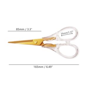 Gold Scissors Clear Acrylic Scissors 6.5" Craft Office Professional Shears for Home School Office Desk Accessories Stationery Supplies (Clear Acrylic Scissors, Gold)