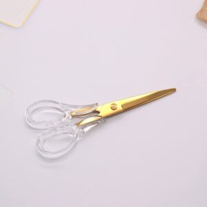 Gold Scissors Clear Acrylic Scissors 6.5" Craft Office Professional Shears for Home School Office Desk Accessories Stationery Supplies (Clear Acrylic Scissors, Gold)