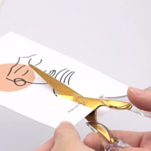 Gold Scissors Clear Acrylic Scissors 6.5" Craft Office Professional Shears for Home School Office Desk Accessories Stationery Supplies (Clear Acrylic Scissors, Gold)