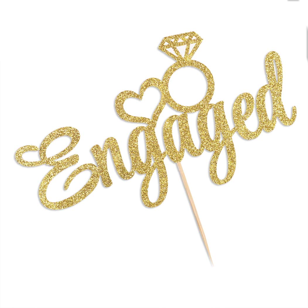 Auteby Engaged Cake Topper - Engagement Wedding Party Decorations Supplies