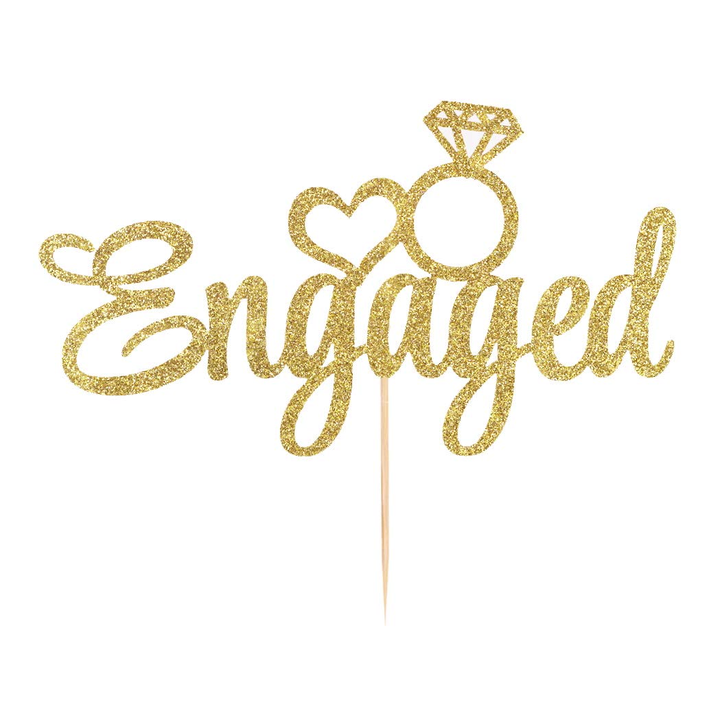 Auteby Engaged Cake Topper - Engagement Wedding Party Decorations Supplies