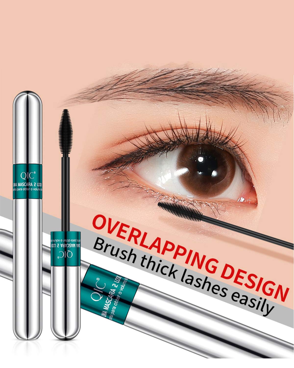 4D Silk Fiber Lash Mascara, 2 in 1 Thrive Mascara For Natural Lengthening And Thickening Effect(Pack of Dark Cyan)