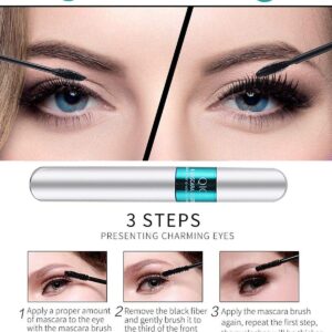 4D Silk Fiber Lash Mascara, 2 in 1 Thrive Mascara For Natural Lengthening And Thickening Effect(Pack of Dark Cyan)