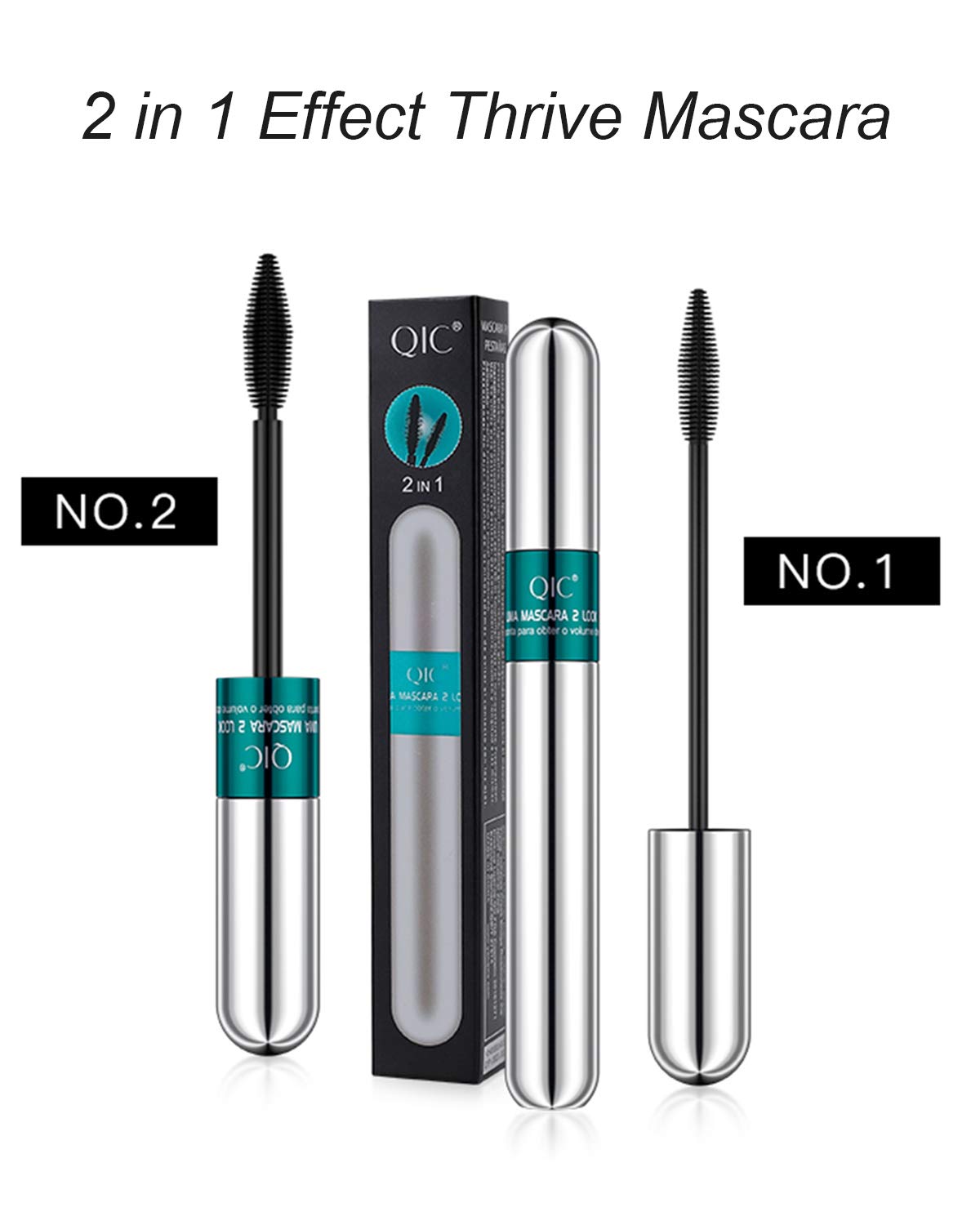 4D Silk Fiber Lash Mascara, 2 in 1 Thrive Mascara For Natural Lengthening And Thickening Effect(Pack of Dark Cyan)