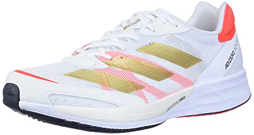 adidas Adizero Adios 6 Running Shoe - Women's FTW White/Gold Metallic/Solar Red, 6.5