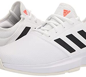 adidas Women's Gamecourt Tennis Shoe, White/Black/Solar Red, 8.5