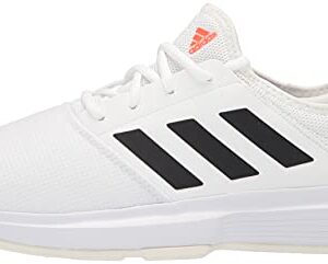 adidas Women's Gamecourt Tennis Shoe, White/Black/Solar Red, 8.5