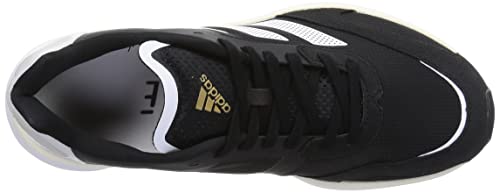 adidas Women's Adizero Boston 10 Sneaker, Black/White/Gold Metallic, 8.5