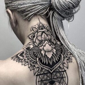 Temporary Floral Tattoos Adults for Women Temporary Neck Long Lasting Temp Realistic Fake Unique Tattoo Mandala Body flowers Sticker Women Real Looking Fake Tatoos (geometry)