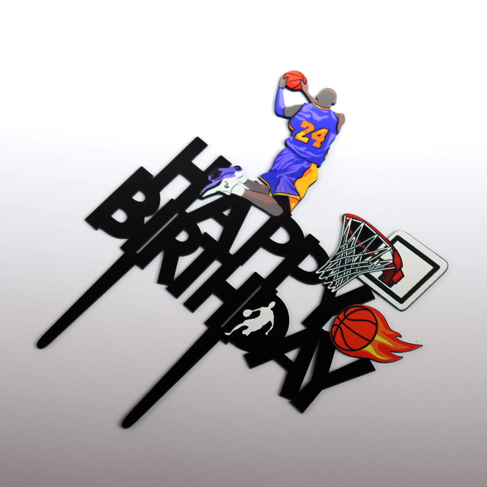 Acrylic Basketball Happy Birthday Cake Topper, Basketball Themed Birthday Party Cake Decoration, Basketball Party Favor for Basketball Fans