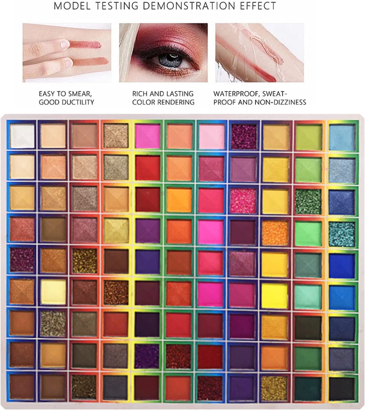 Rechoo 99 Colors Eyeshadow Palette, Rainbow Colors Fusion Eyeshadow Palette, Professional Matte Glitter Makeup Pallet, Colorful Powder Long Lasting Eye Shadow