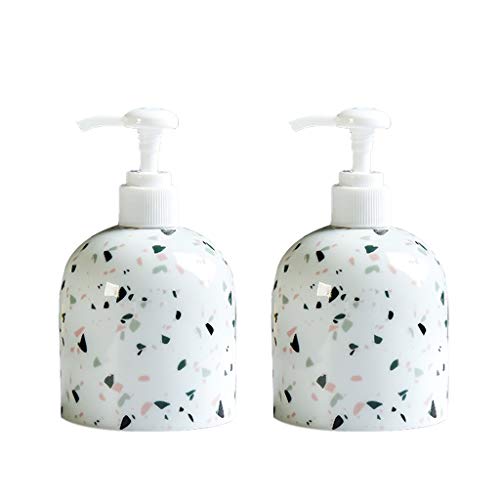 Soap Dispenser Ceramics Soap Foam Dispenser PET Plastic Pump Refillable and Eco Friendly for Essential Oil, Lotion Soap (Color : Two(with Tray))