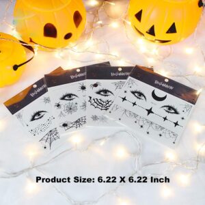 Ooopsiun Halloween Face Temporary Tattoos for Women Men Kids -Spider Bat Horror Fake Tattoo Stickers, Halloween Party Favors Supplies