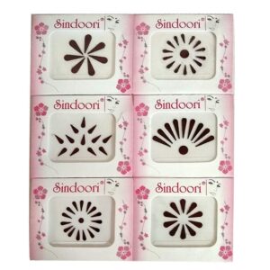 Sindoori Traditional Collection Assorted Design Maroon Colour Bindi for Womens, Girls - 12 Flaps