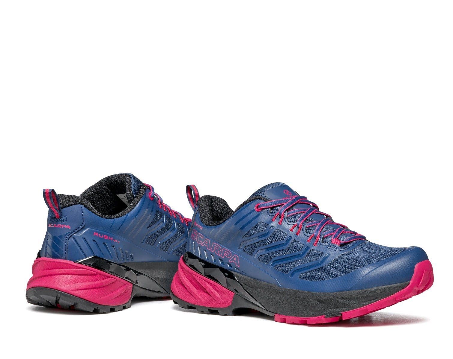 SCARPA Women's Rush GTX Waterproof Gore-Tex Shoes for Hiking and Trail Running - Blue/Fuxia - 8.5-9