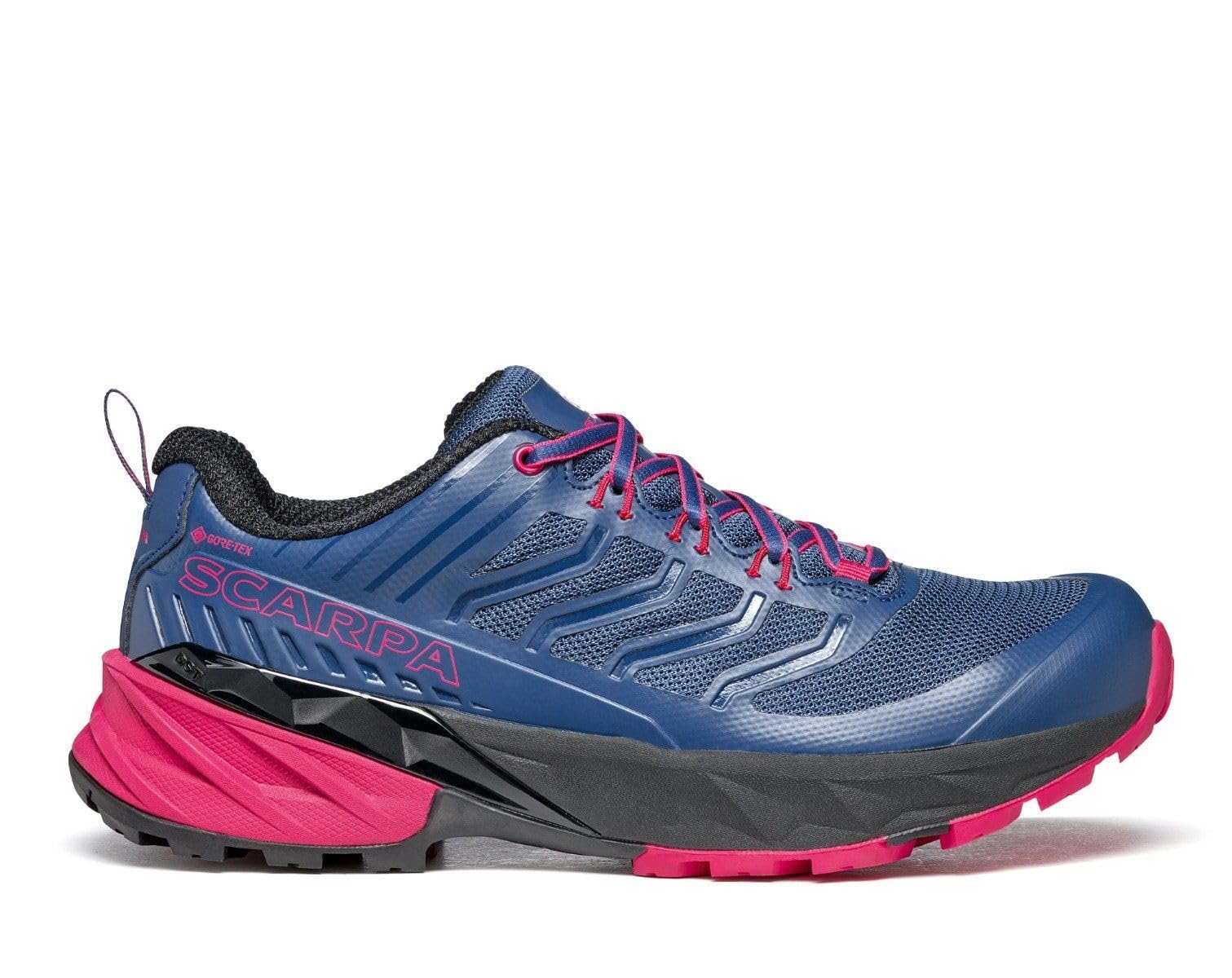 SCARPA Women's Rush GTX Waterproof Gore-Tex Shoes for Hiking and Trail Running - Blue/Fuxia - 8.5-9