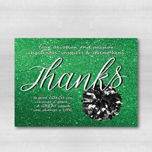 Cheerleading Thank You Gift, Coaches Cheer Pom Pom,Picture, Poster Art, Green Black White, Unframed 8x10 PHOTO print, A good COACH can change a game, A GREAT coach can change a LIFE