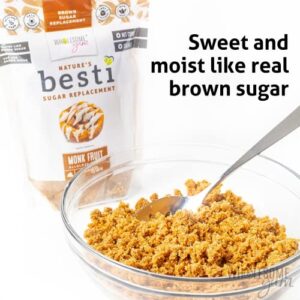 Wholesome Yum Besti Natural Brown Sugar Substitute - Brown Monk Fruit Sweetener Blend With Allulose (No Erythritol) - Keto, Non GMO, Zero Carb, Zero Calorie, Sugar Free, No Aftertaste (1 lb)