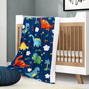 Cloele Baby Minky Blanket - Dinosaur Ultra Soft Infant Blanket 30 x 40 Inch - Plush Double Layer Fleece Boys Blanket with Dotted Backing for Newborns Toddler Bed Throw Blanket Baby Receiving Blanket