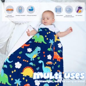 Cloele Baby Minky Blanket - Dinosaur Ultra Soft Infant Blanket 30 x 40 Inch - Plush Double Layer Fleece Boys Blanket with Dotted Backing for Newborns Toddler Bed Throw Blanket Baby Receiving Blanket