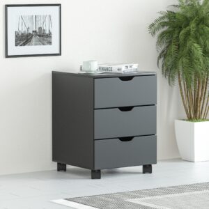 vicllax 3 drawer dresser mobile cabinet under desk storage with casters for home office, black