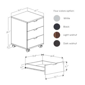 VICLLAX 3 Drawer Dresser Mobile Cabinet Under Desk Storage with Casters for Home Office, Black