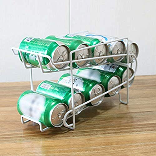 AUSUKY 2 Tier Metal Can Dispenser Refrigerator Beverage Rack Storage Holder for Soda Beer Coke