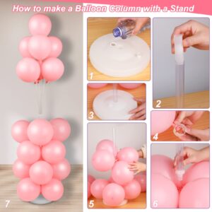 Gifts2U Balloon Column Stand and Balloon Pump, Electric Balloon Pump with 2 Sets 7Ft Ajustable Balloon Column Kits and 100 Pcs Balloons for Graduation Birthday Party Home Decoration (100-110V 600W)