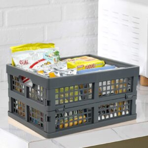 Nesmilers 3 Packs Plastic Collapsible Crates, Folding Bin, 15 L Foldable Crates