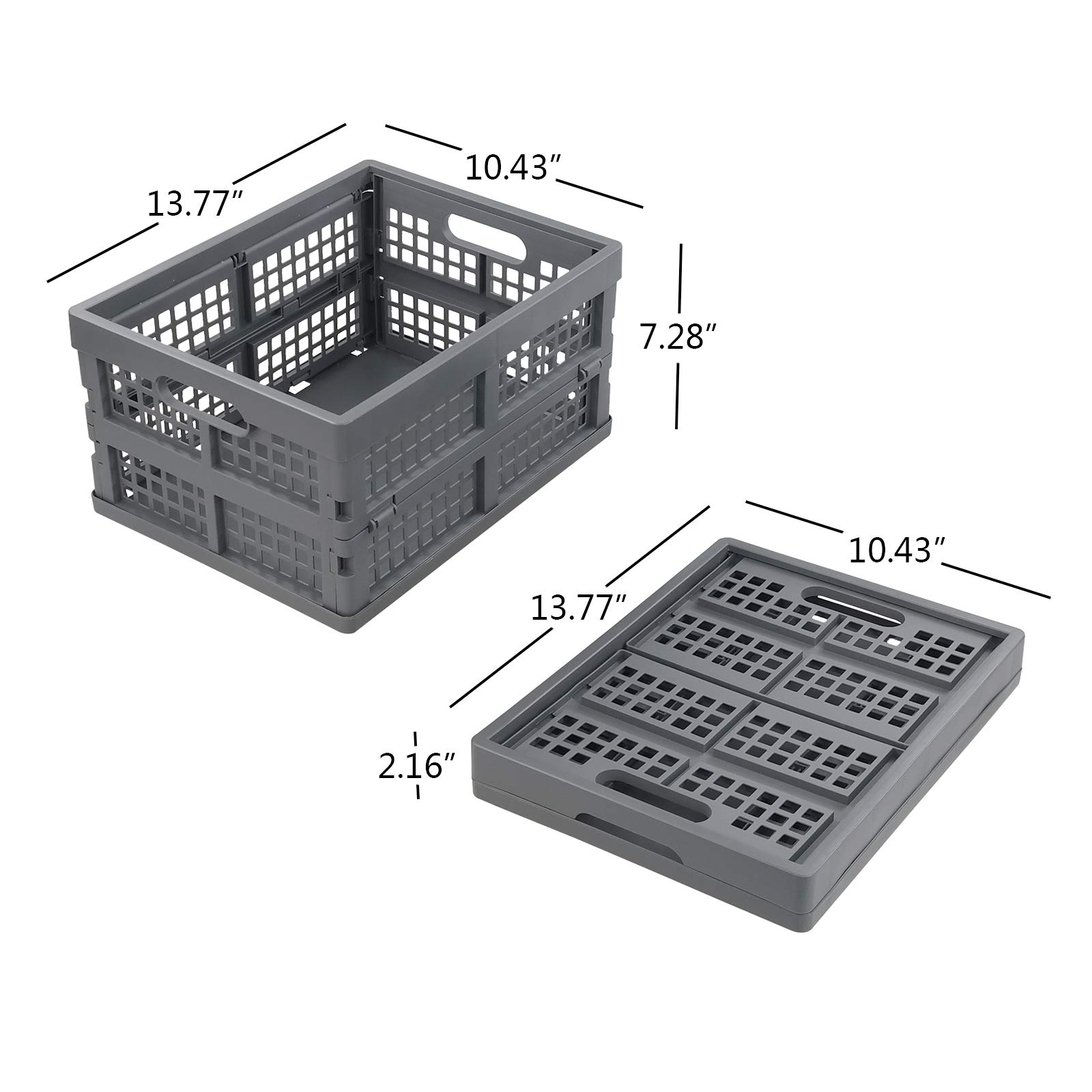 Nesmilers 3 Packs Plastic Collapsible Crates, Folding Bin, 15 L Foldable Crates