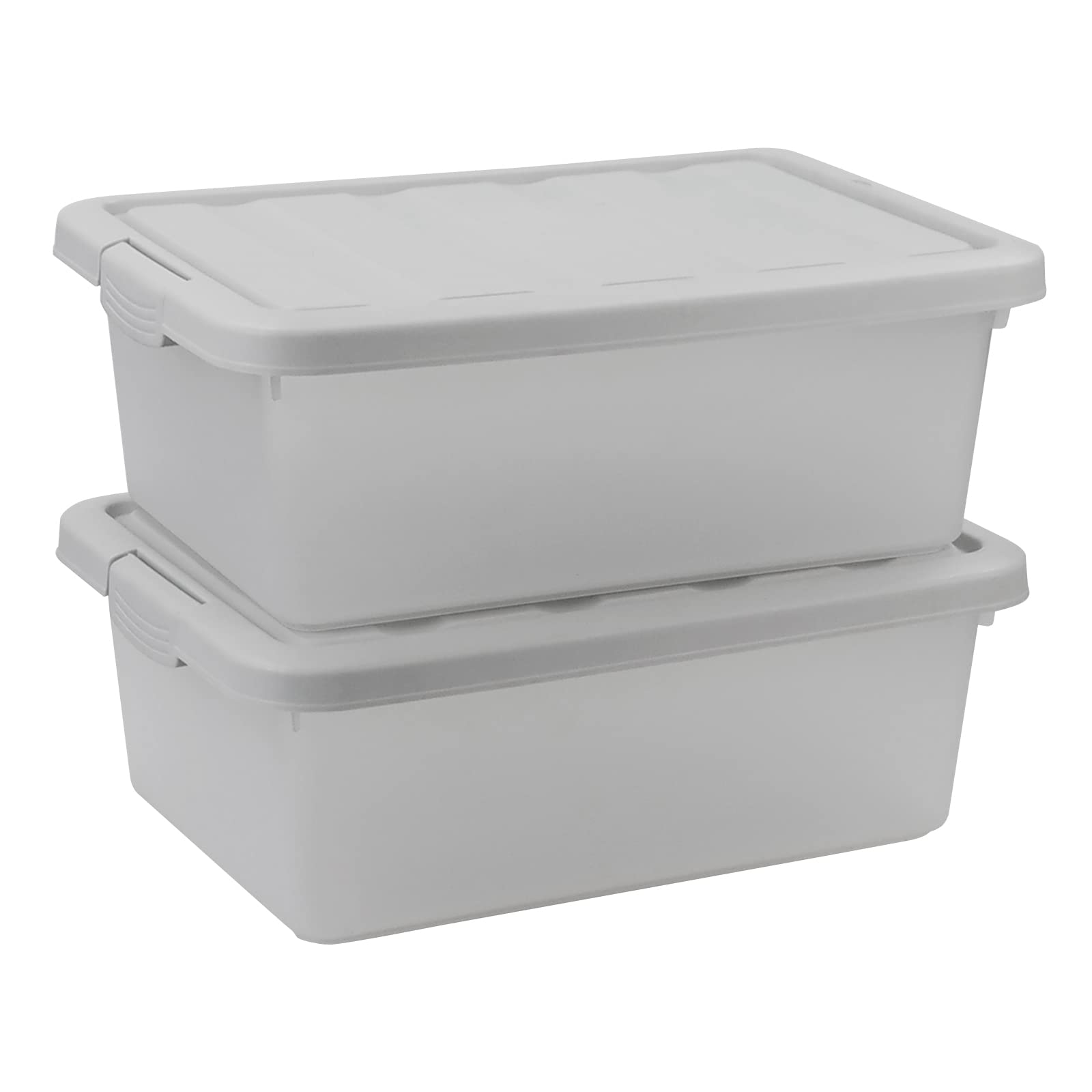 Easymanie 14 Quart Frosted Latching Storage Bin, Plastic Box with Grey Lid, 2 Pack