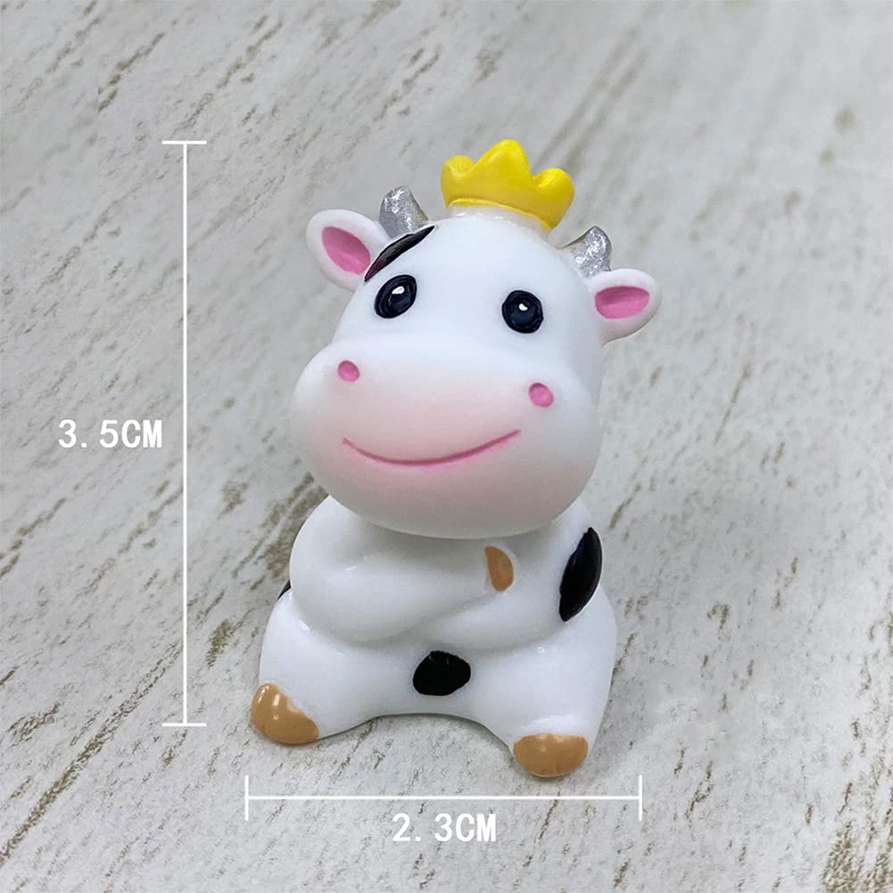 MAOMIA 8 Pcs Cow Figures for Kids, Animal Toys Set Cake Toppers, Cow Fairy Garden Miniature Figurines Collection Playset for Christmas Birthday Gift Desk Decoration