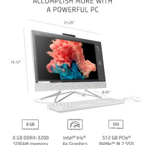 HP All-in-One Desktop PC, 11th Gen Intel Core i5-1135G7 Processor, 8 GB RAM, 512 GB SSD Storage, Full HD 23.8” Touchscreen, Windows 10 Home, Remote Work Ready, Mouse and Keyboard (24-df1270, 2021)